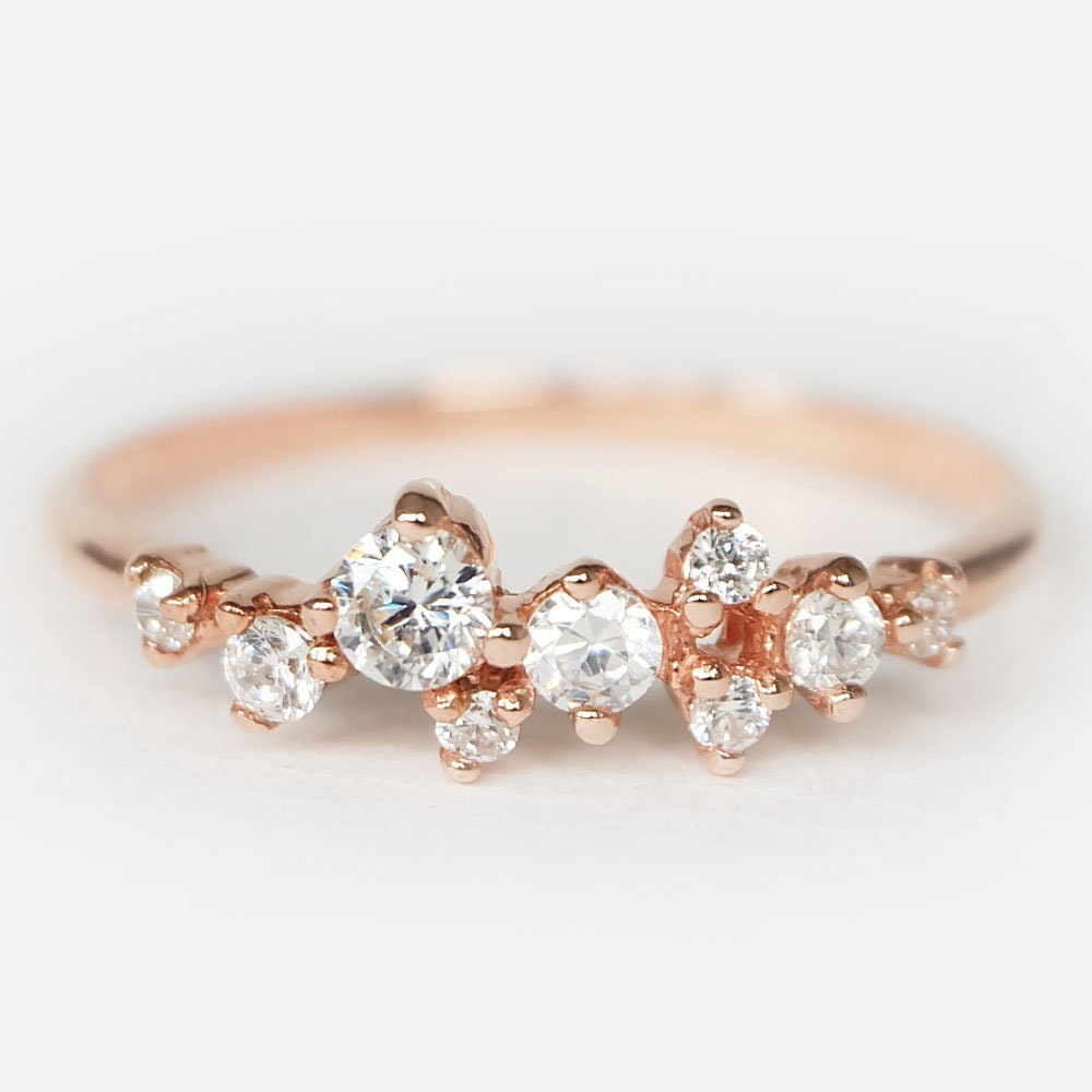 Topaz Cluster Ring 14k Gold Cluster Ring Cluster Ring - Etsy