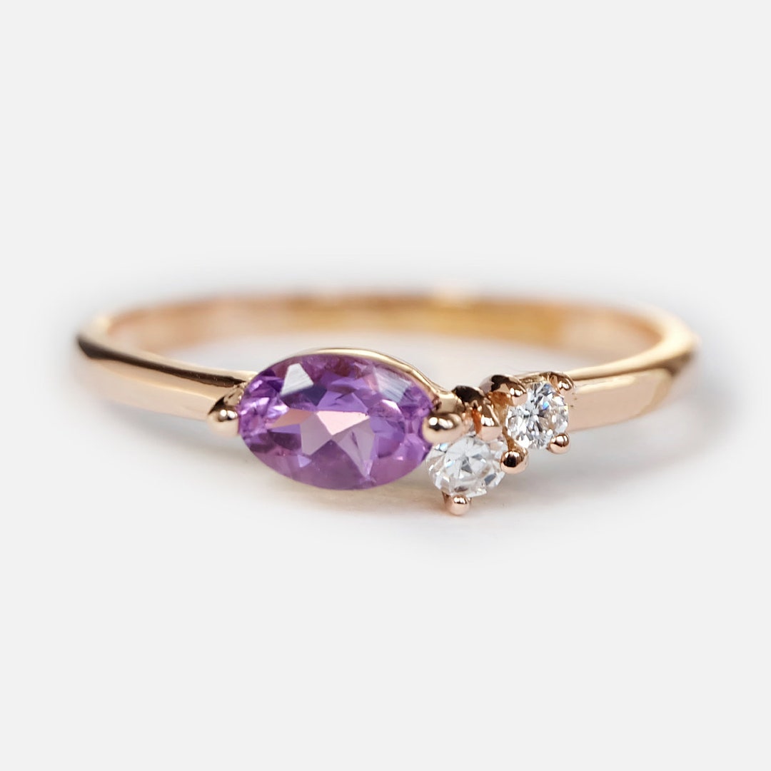 Oval Amethyst Ring, Amethyst Ring, Amethyst Engagement Ring, Amethyst ...