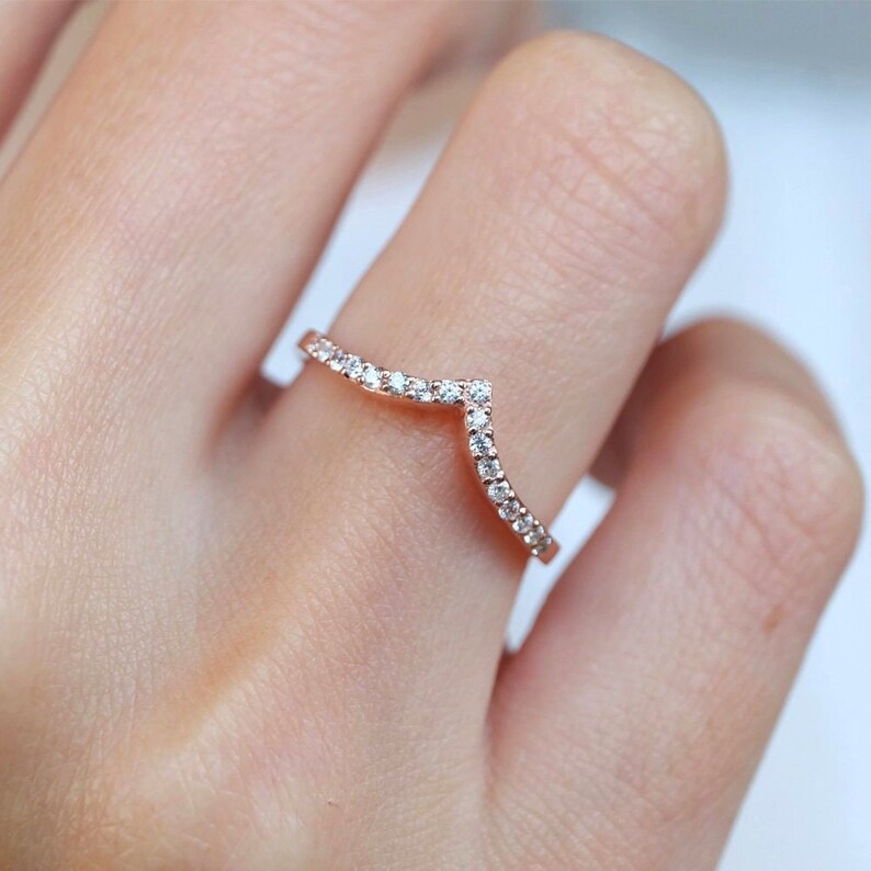 Wedding Band Ring Diamond Band Ring Chevron Ring Chevron | Etsy