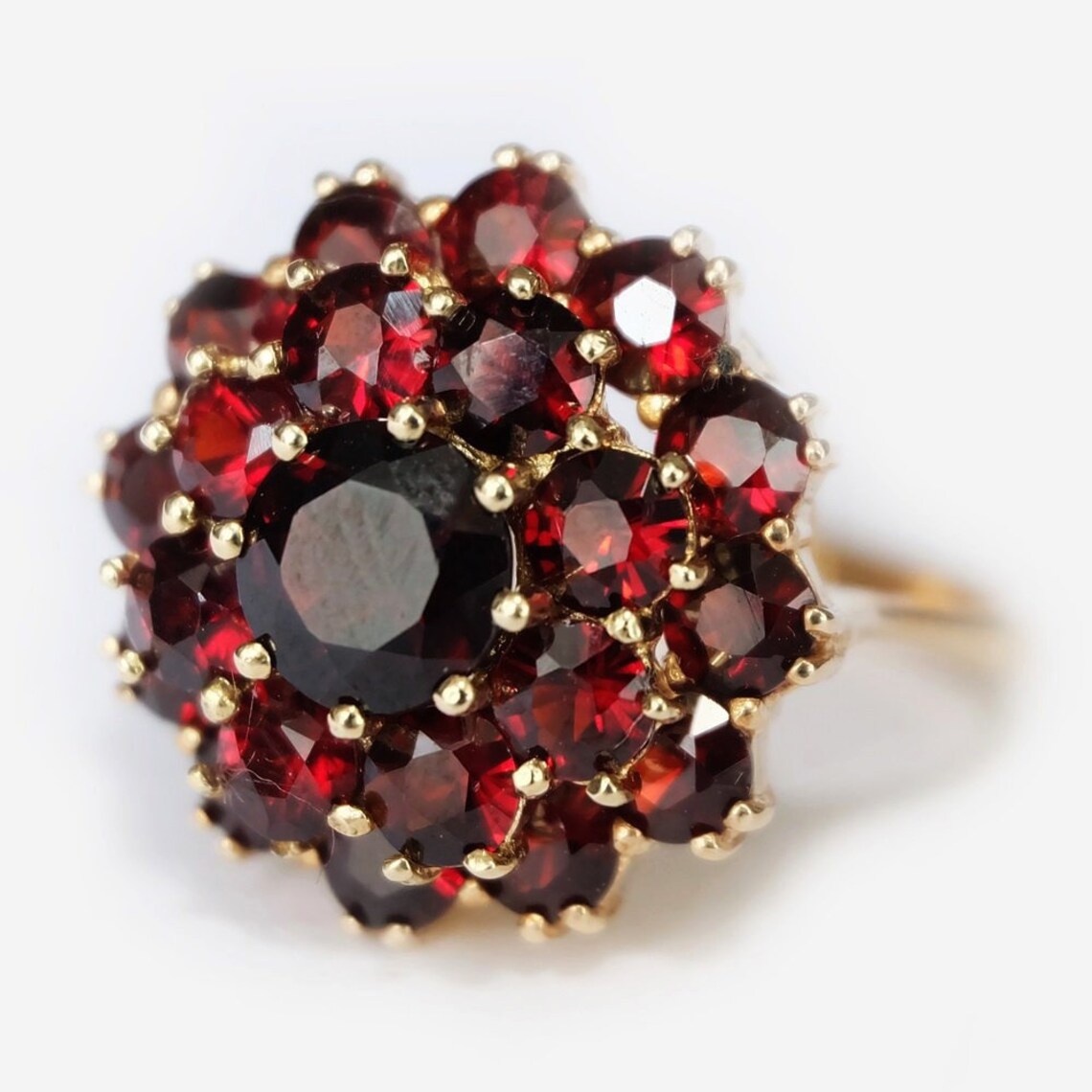 Round Garnet Ring, Gold Ring Garnet, Antique Garnet Ring, Garnet Band ...