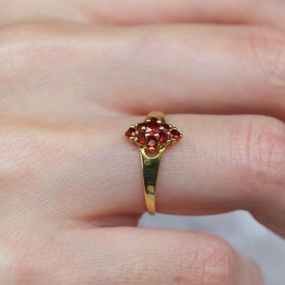 Round Garnet Ring Gold Ring Garnet Antique Garnet Ring - Etsy