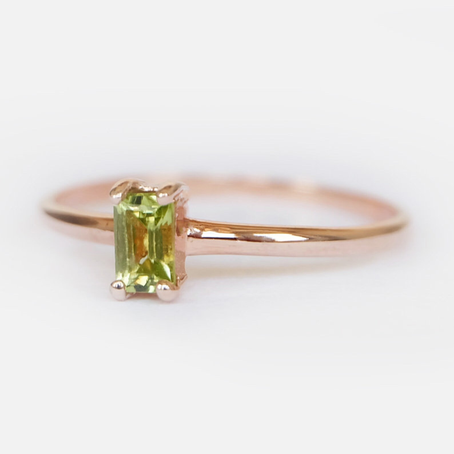 Peridot Baguette Ring Peridot Ring 14k Gold Peridot Baguette - Etsy