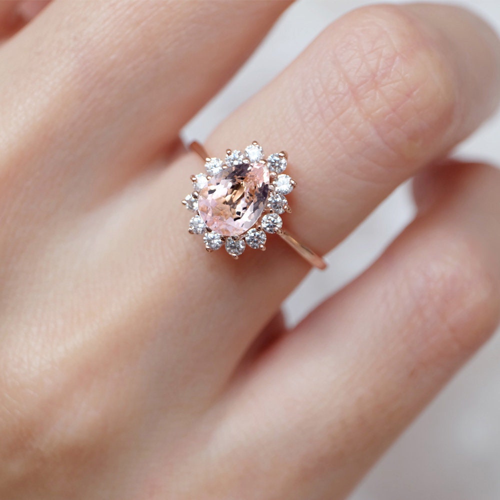 Morganite Ring Morganite Engagement Ring 14k Morganite Ring - Etsy