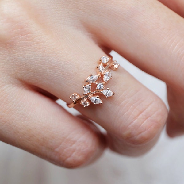 Leaf Diamond Ring - Etsy