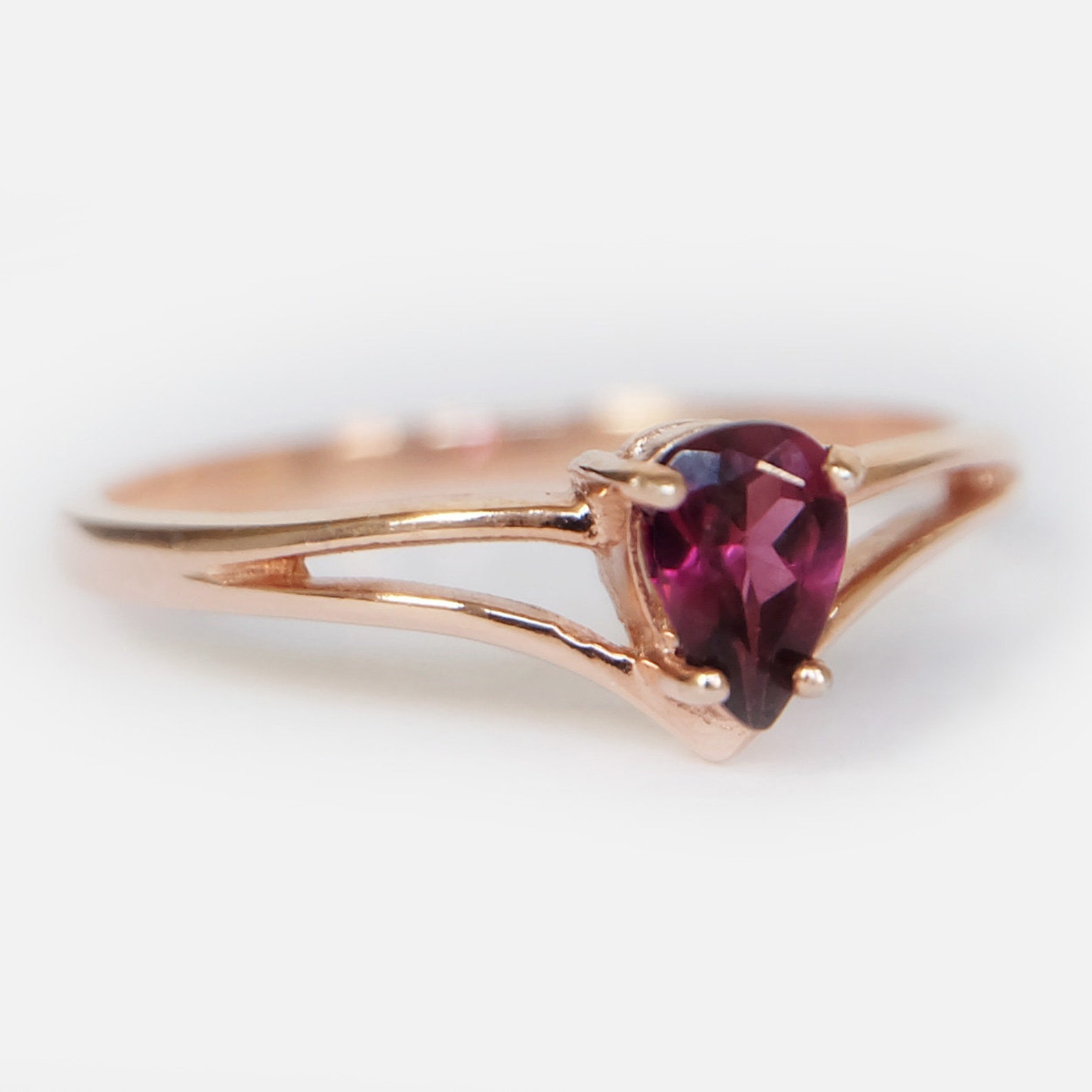 Solid 14k Gold Rhodolite Garnet Ring Rhodolite Ring Natural - Etsy