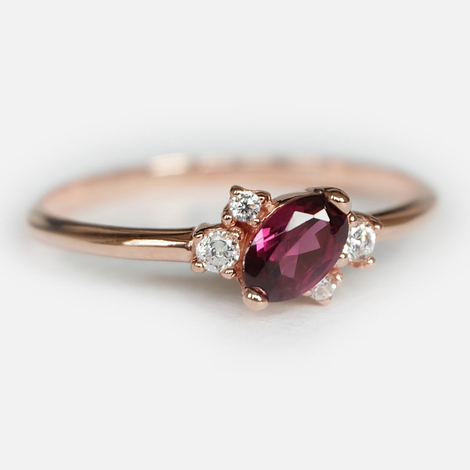 Rhodolite Ring Rhodolite Rings for Women Rhodolite Cluster - Etsy