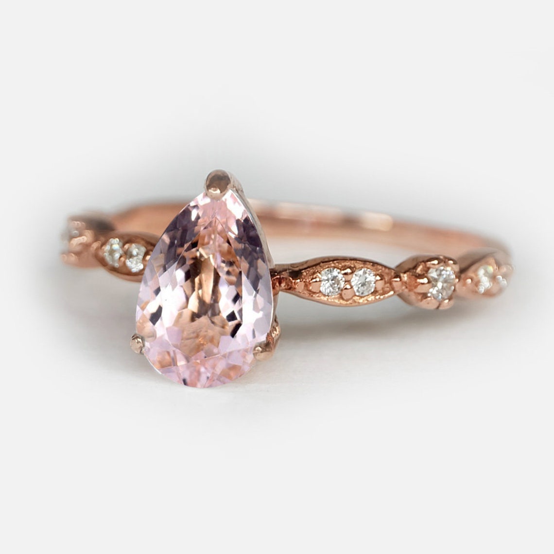 Pear Morganite Ring Morganite Engagement Ring Morganite | Etsy