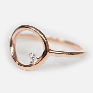 14k Open Circle Ring, Circle Diamond Ring, Modern Circle Ring, Geometric Ring, Round Ring, Open ...