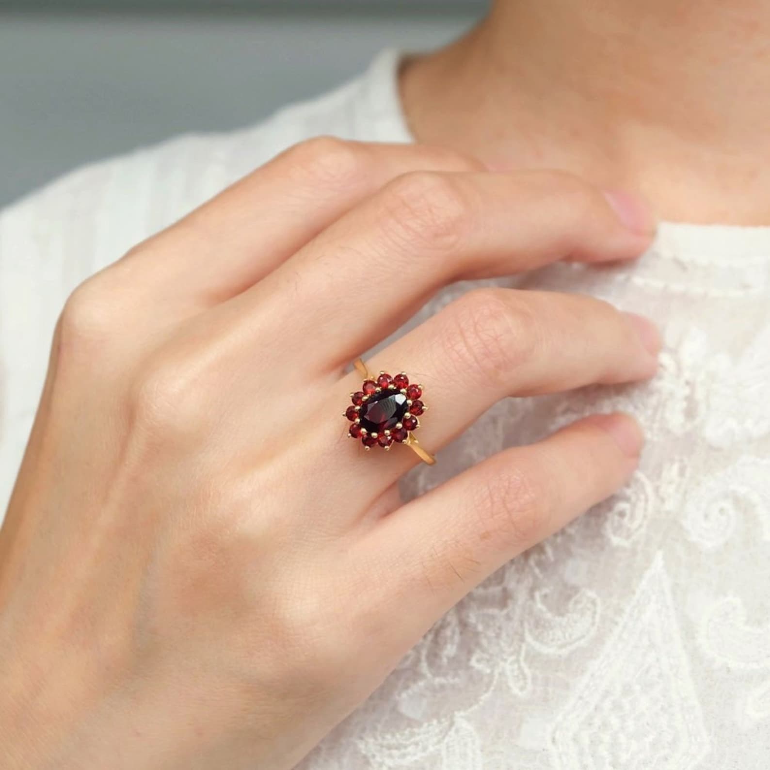 Garnet Rings for Women Garnet Birthstone Rings Red Garnet - Etsy