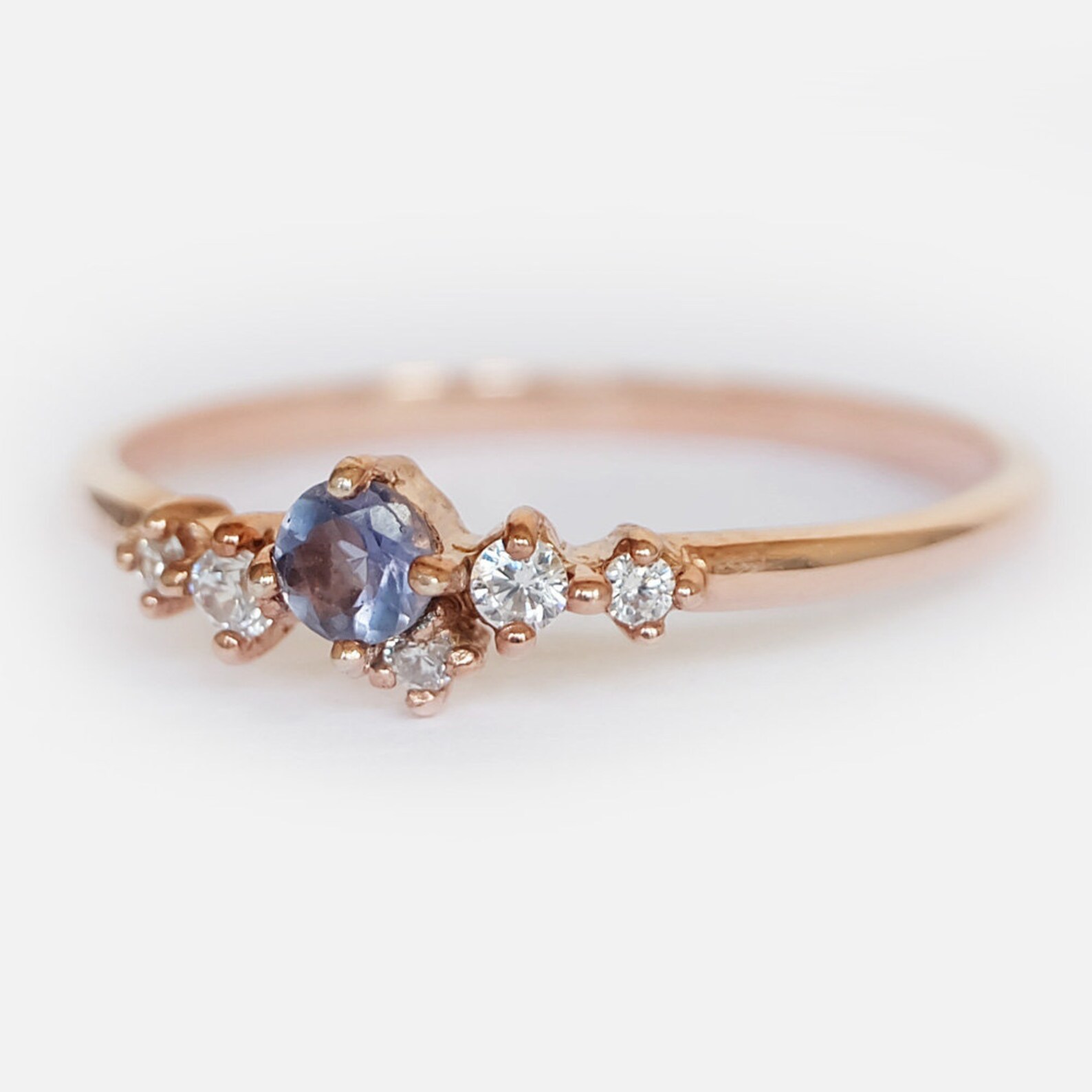 Iolite Diamond Ring Unique Ring Dainty Iolite Ring Sapphire | Etsy