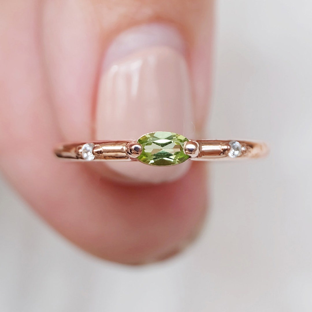 Peridot Ring, Peridot Statement Ring, Peridot Diamond Ring, Oval Peridot Ring, Peridot Ring Gold ...