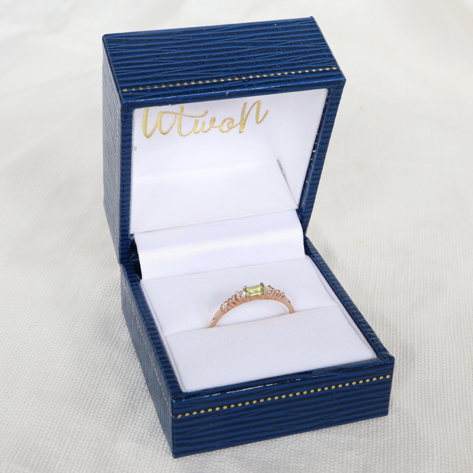 14k Peridot Baguette Ring Peridot Ring Stacking Ring - Etsy