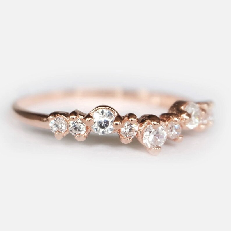 Diamond Cluster Ring Spiral Cluster Ring Unique Stackable - Etsy