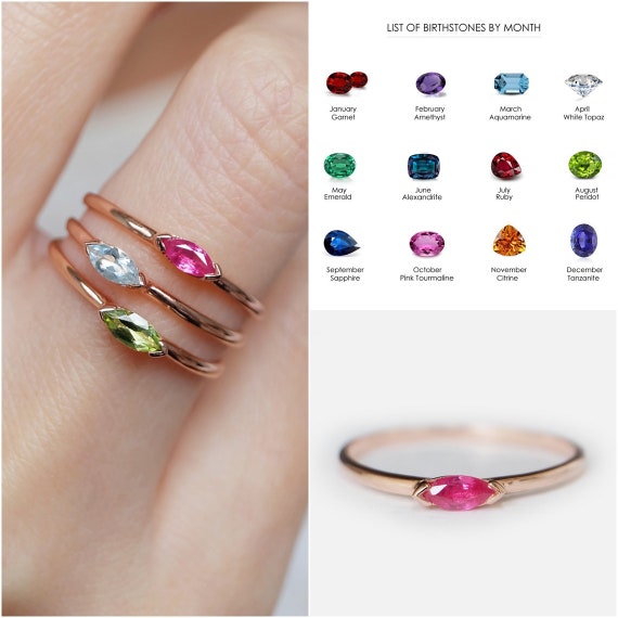 Ruby Ring Birthstone Ring Dainty Birthstone Ring Stacking - Etsy