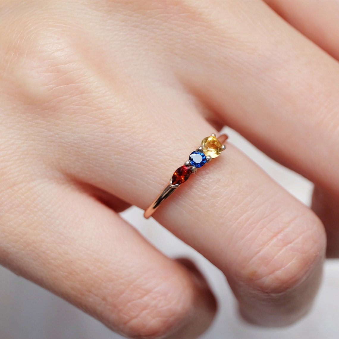 14k Gold Mixed Stone Cluster Ring Gemstone Ring Cluster - Etsy