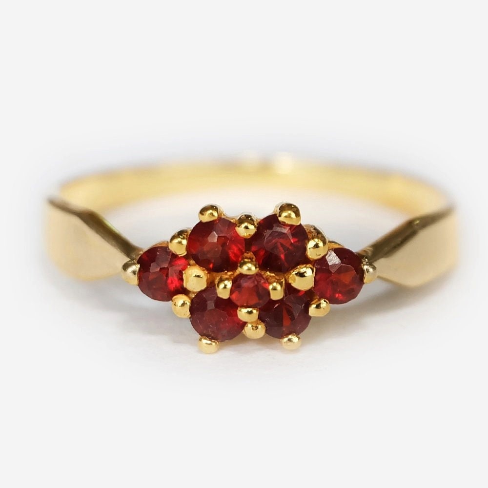 Round garnet ring gold ring garnet antique garnet ring | Etsy