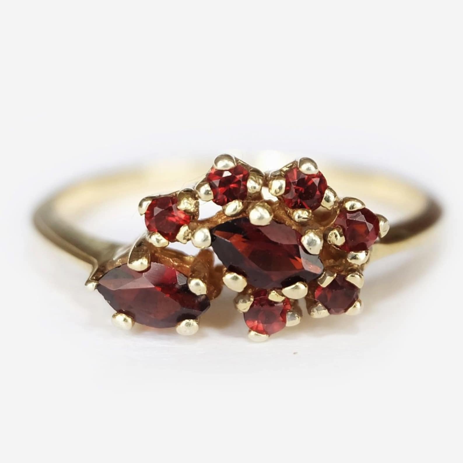 Garnet Cluster Ring Garnet Rings for Women 14k Garnet Ring - Etsy