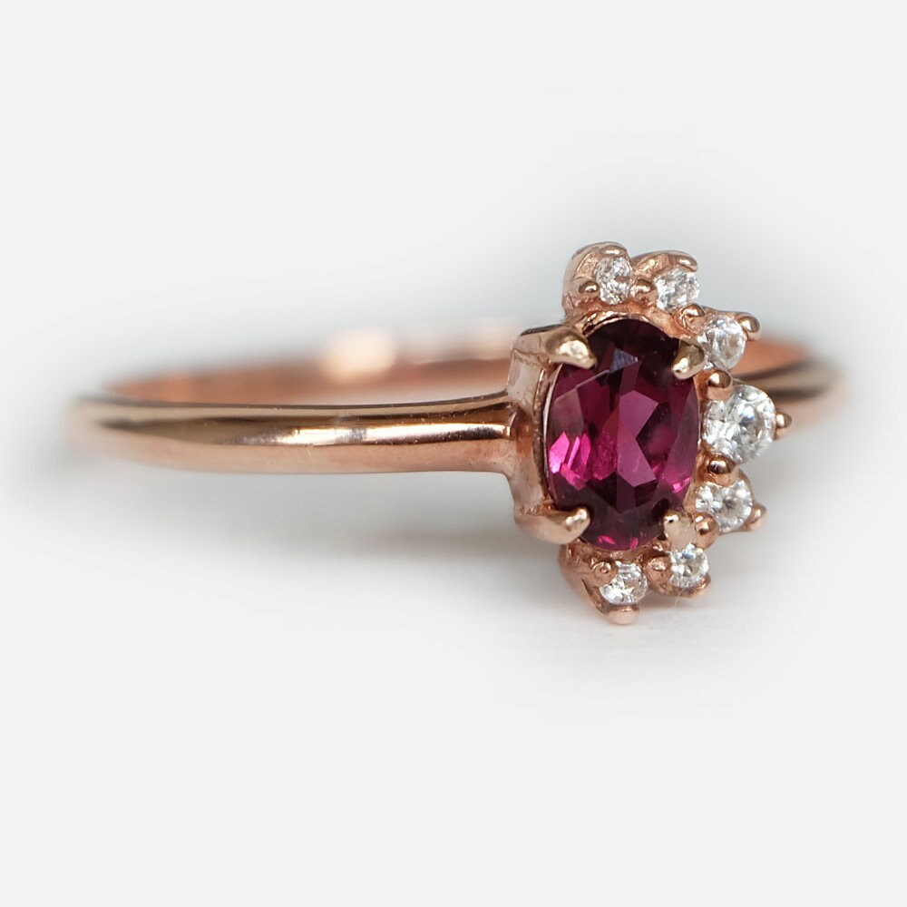 Rhodolite Ring Rhodolite Rings for Women Rhodolite Cluster | Etsy