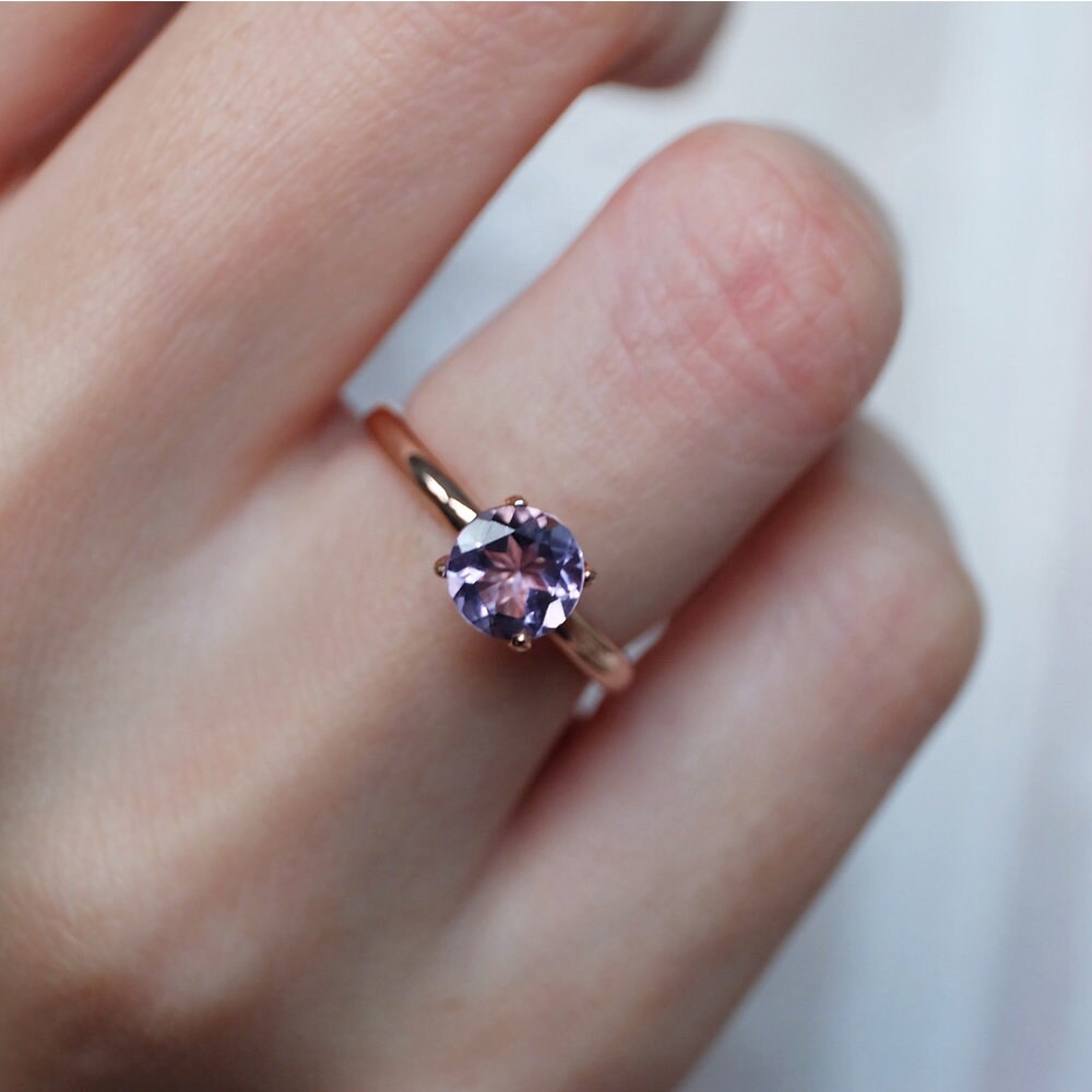 Amethyst Engagement Ring Rose Gold Amethyst Ring Engagement - Etsy