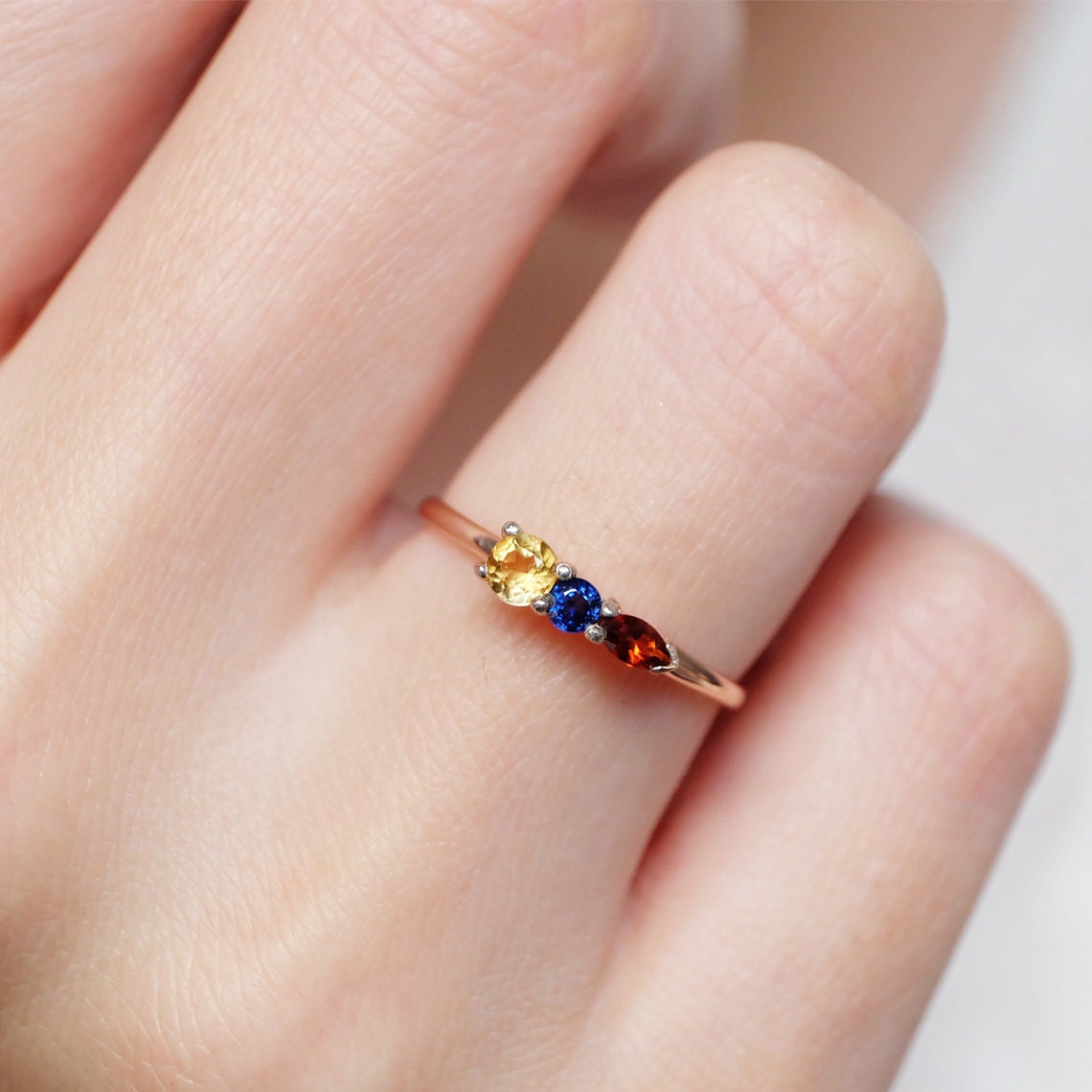 14k Gold Mixed Stone Cluster Ring Gemstone Ring Cluster - Etsy