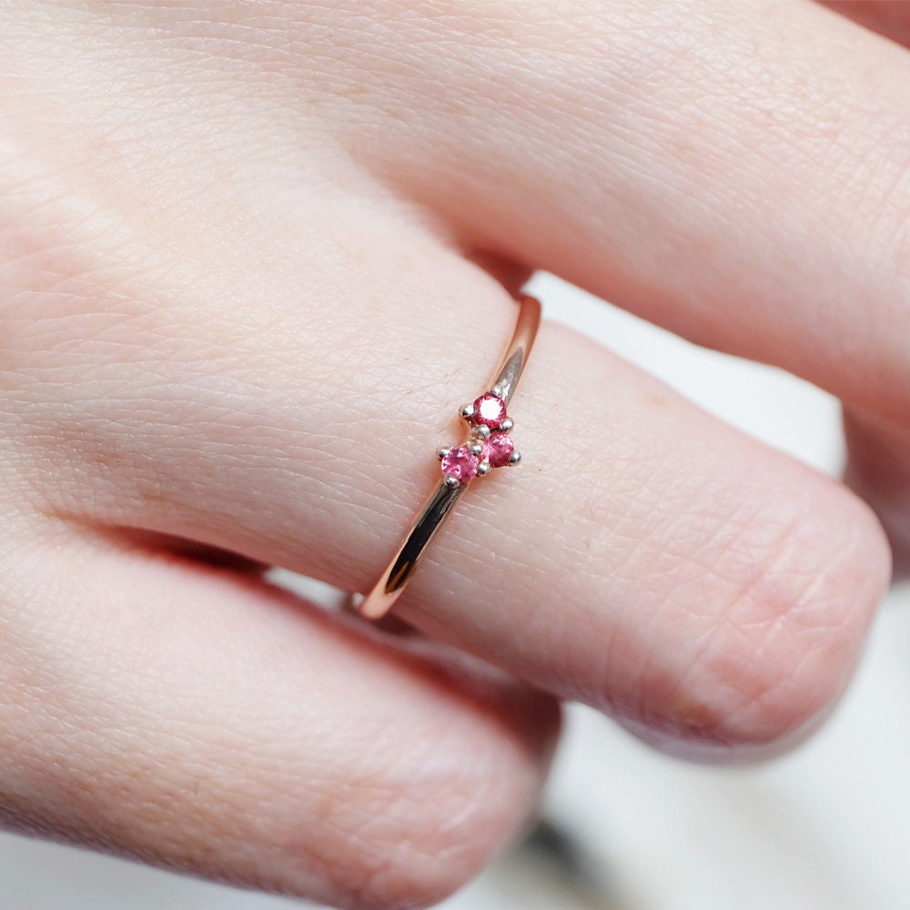 Dainty Heart Ring Tiny Gold Heart Ring Red Sapphire Heart | Etsy