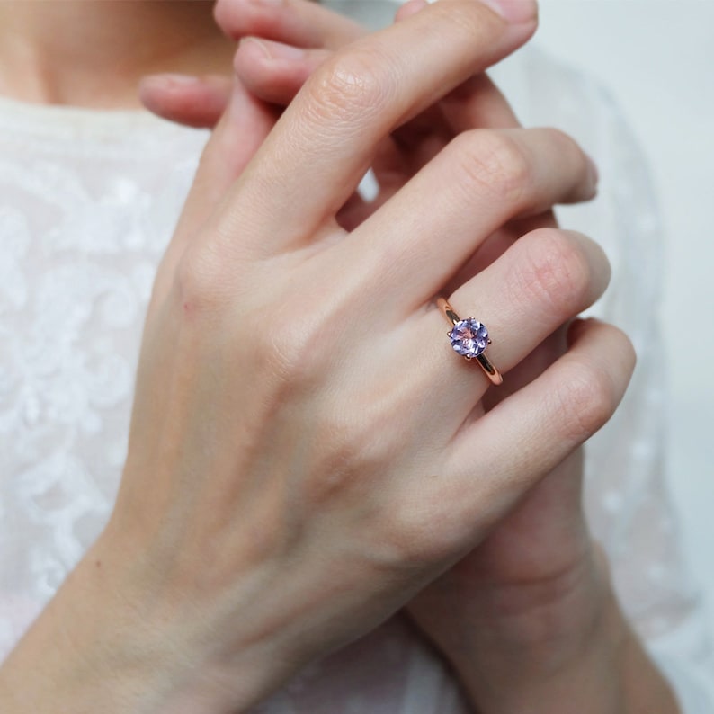 Amethyst Engagement Ring Rose Gold Amethyst Ring Engagement - Etsy