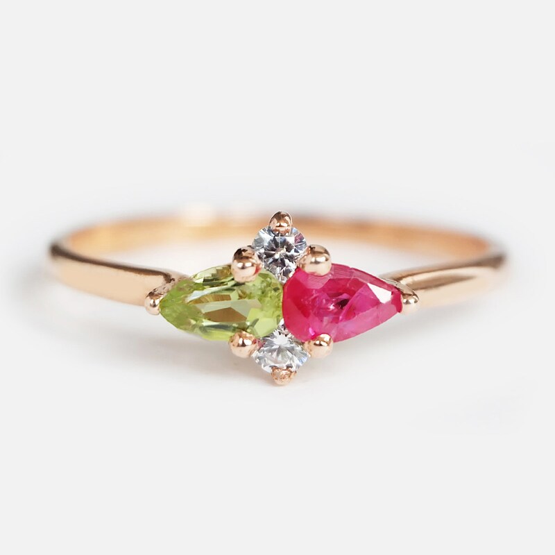 Ruby Peridot Ring - Etsy