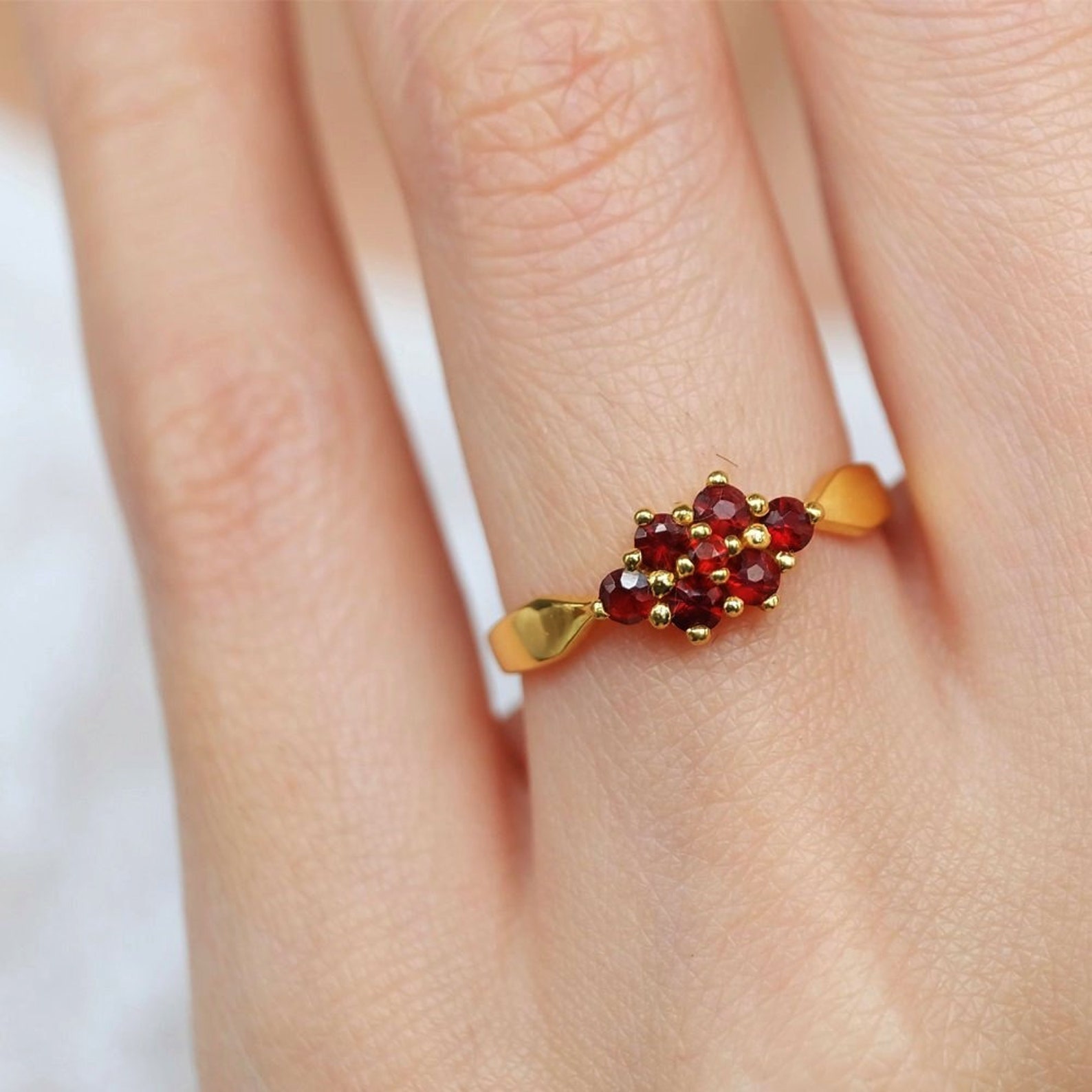 Round Garnet Ring Gold Ring Garnet Antique Garnet Ring - Etsy