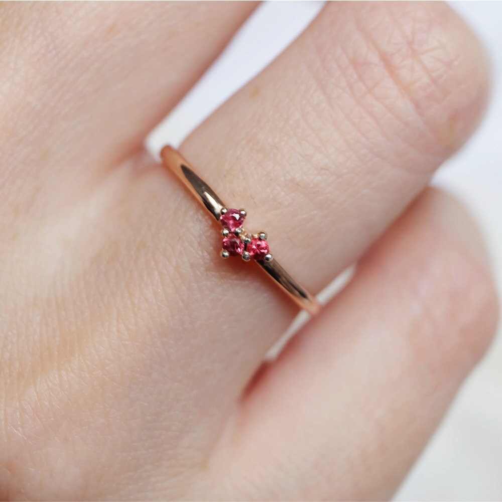 Dainty Heart Ring Tiny Gold Heart Ring Red Sapphire Heart - Etsy