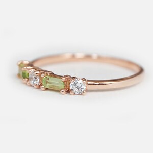 Peridot Baguette Ring, Solid 14k Gold Peridot Baguette Ring, Art Deco ...