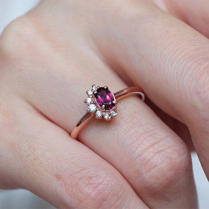 Rhodolite Ring Rhodolite Rings for Women Rhodolite Cluster - Etsy
