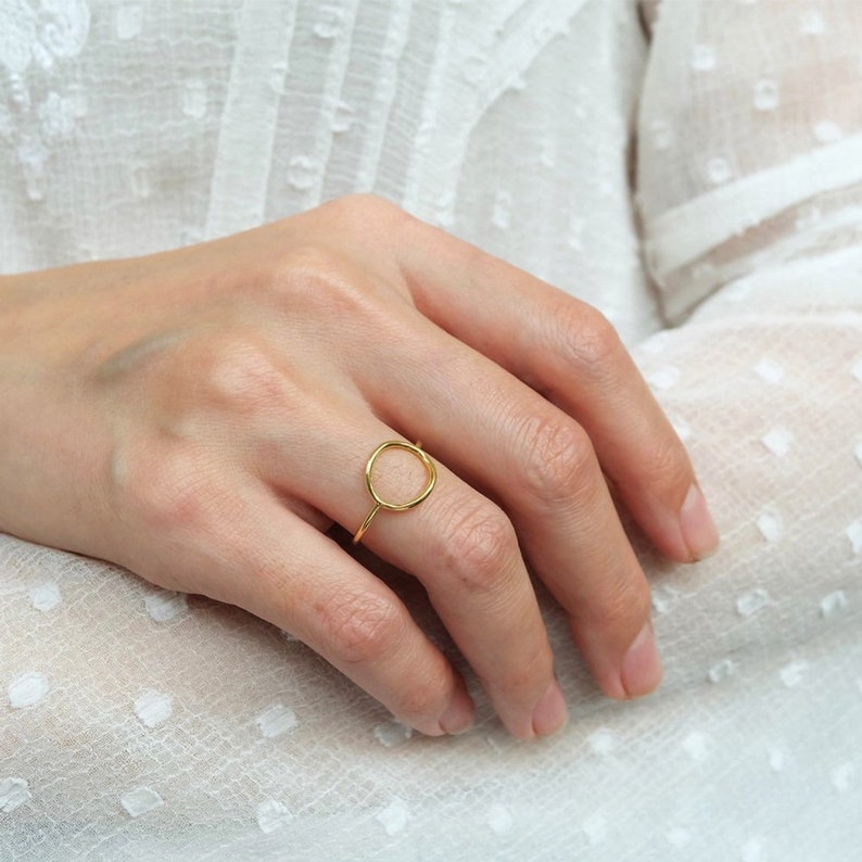 14k Open Circle Ring Open Circle Ring Gold Circle Ring - Etsy