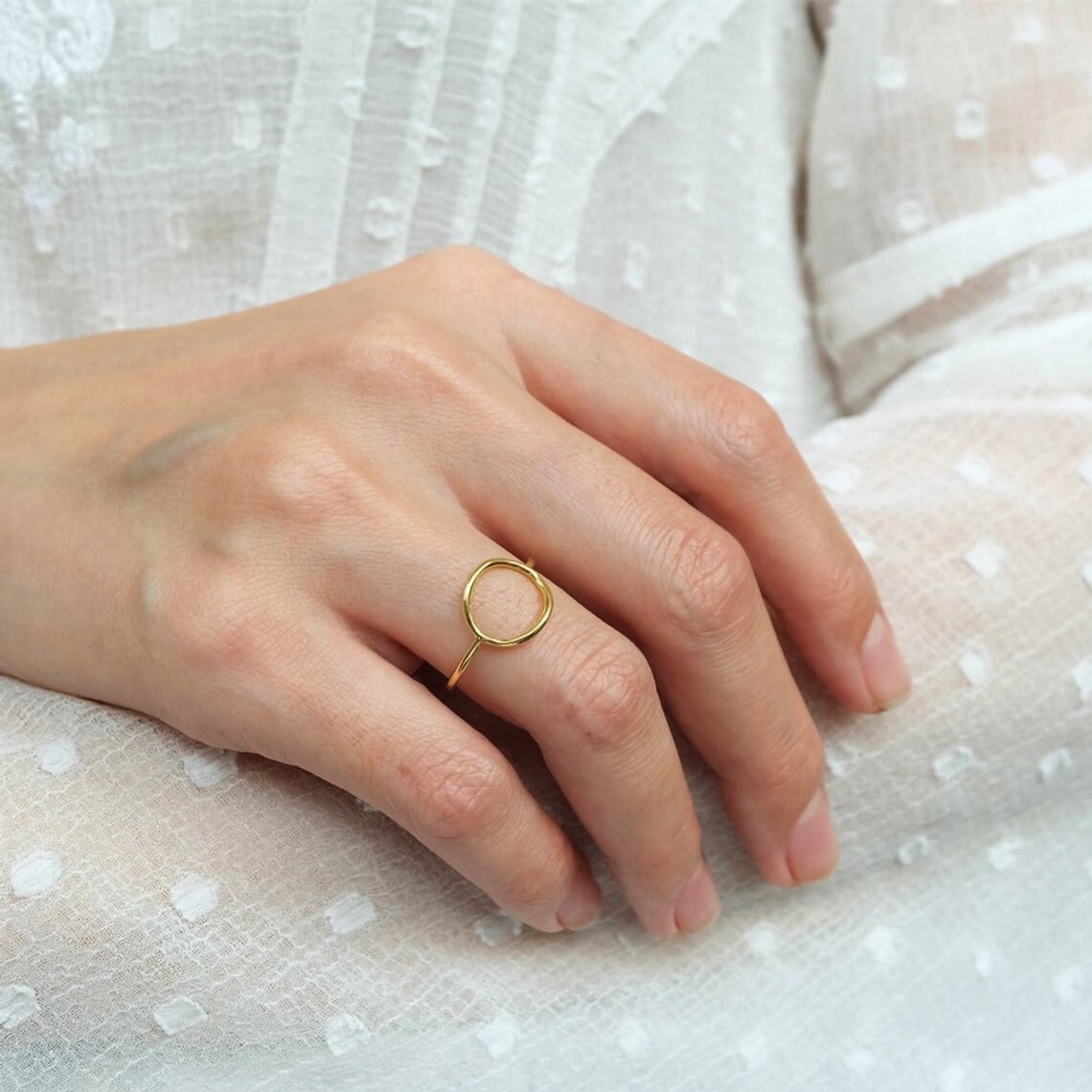 14k Open Circle Ring Open Circle Ring Gold Circle Ring - Etsy