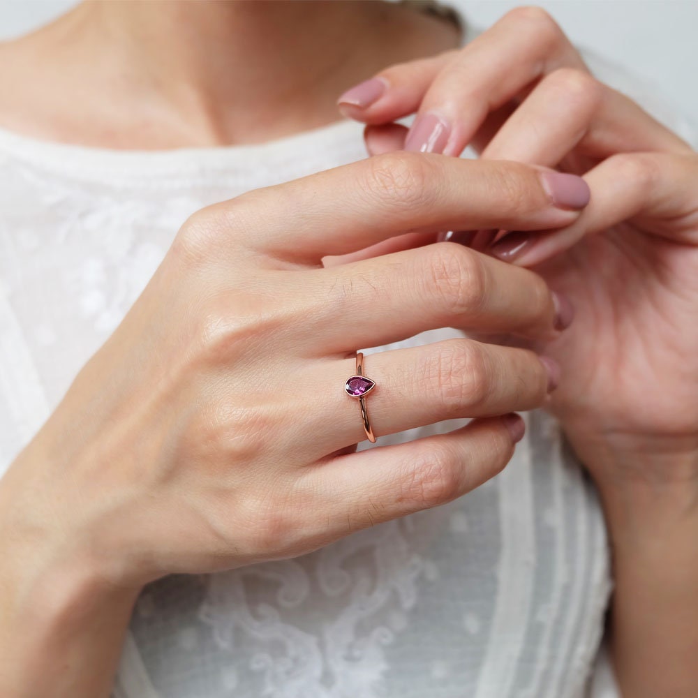 14k gold pear rhodolite ring rhodolite ring engagement ring | Etsy
