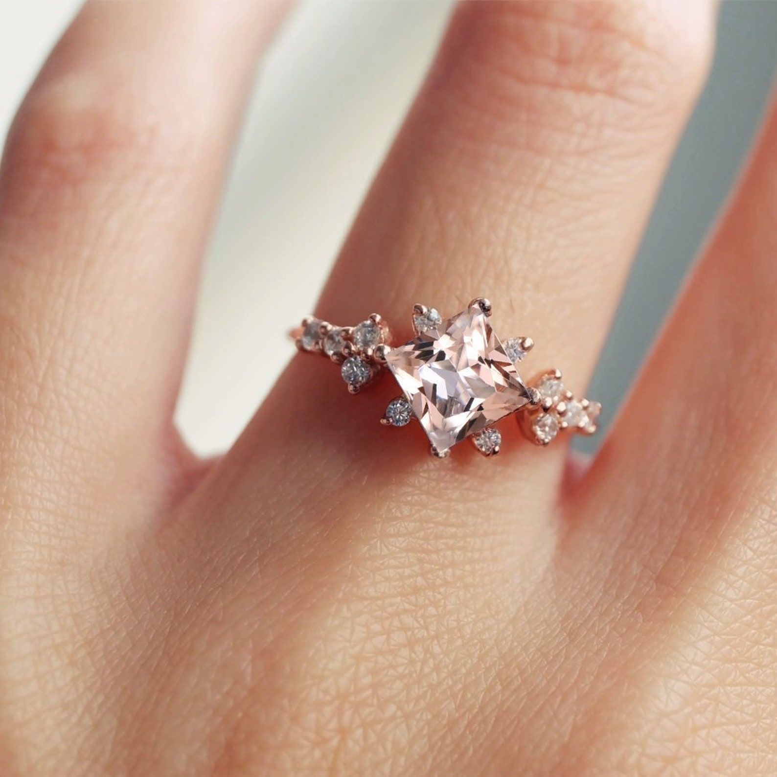 Morganite engagement ring engagement ring diamond ring | Etsy