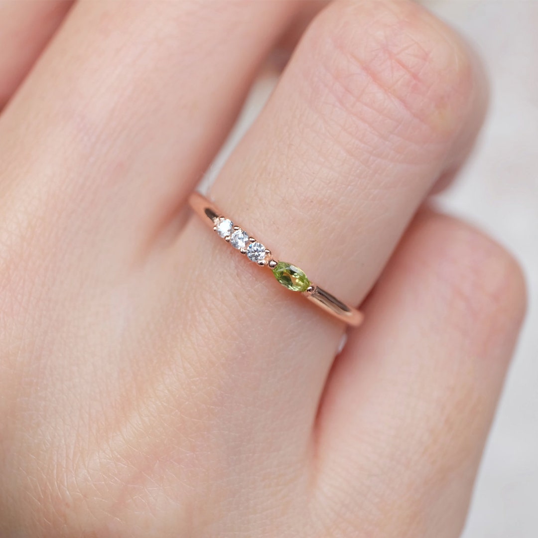 14k Solid Gold Dainty Peridot Ring, Peridot Ring, Marquise Ring ...