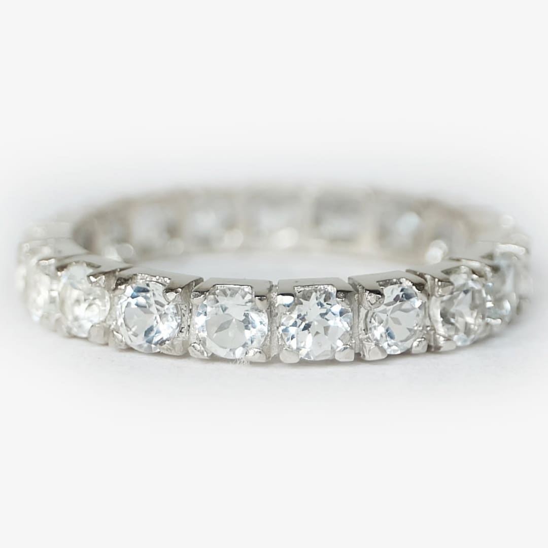 Topaz Band Ring, Topaz Ring, Topaz Eternity Ring, Stackable Ring ...