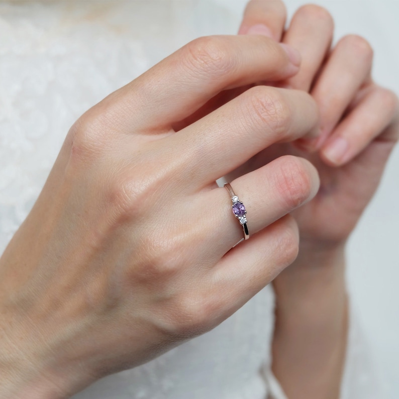 Amethyst Ring Dainty Ring Amethyst Gold Ring Minimalist | Etsy