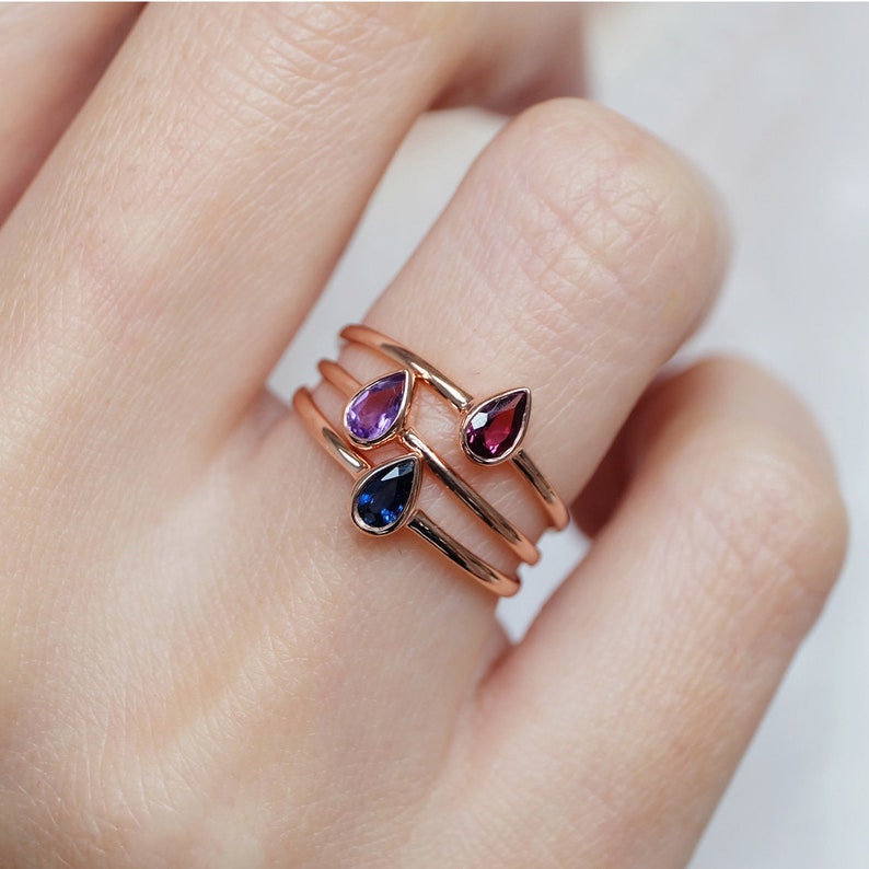 Garnet Ring Birthstone Ring Dainty Birthstone Ring Stacking | Etsy