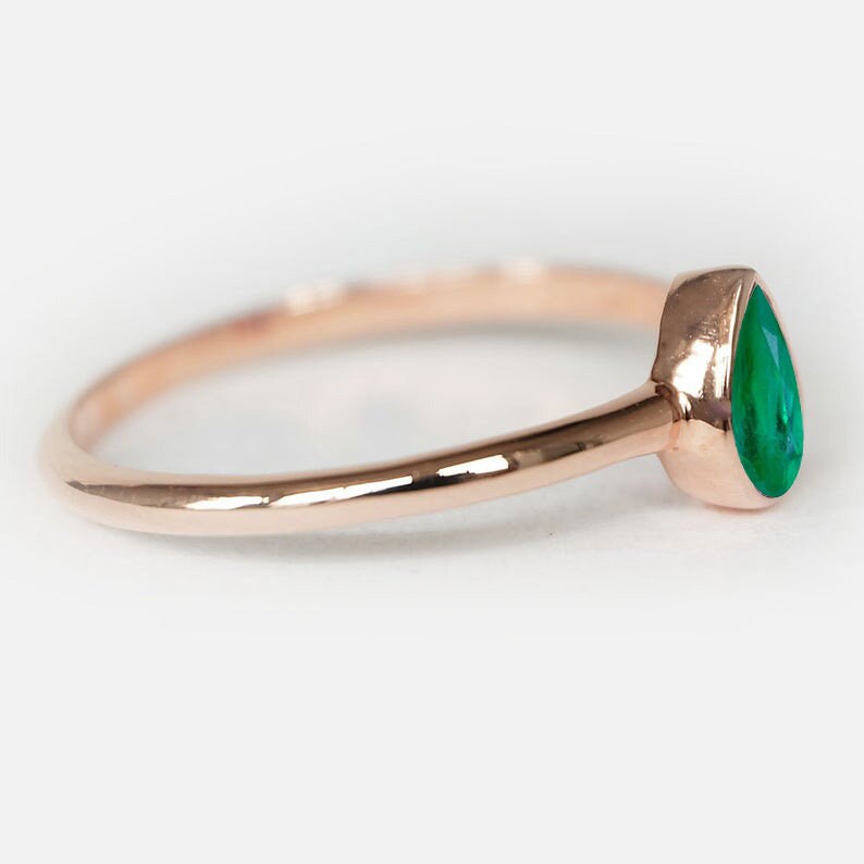 Emerald ring gold ring drop ring dainty drop ring emerald | Etsy