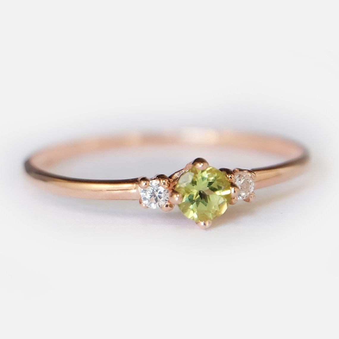 Peridot Engagement Ring August Birthstone Ring Peridot | Etsy