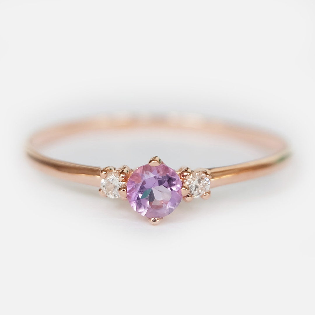 Amethyst Ring, Dainty Ring, Amethyst Gold Ring, Minimalist Ring ...