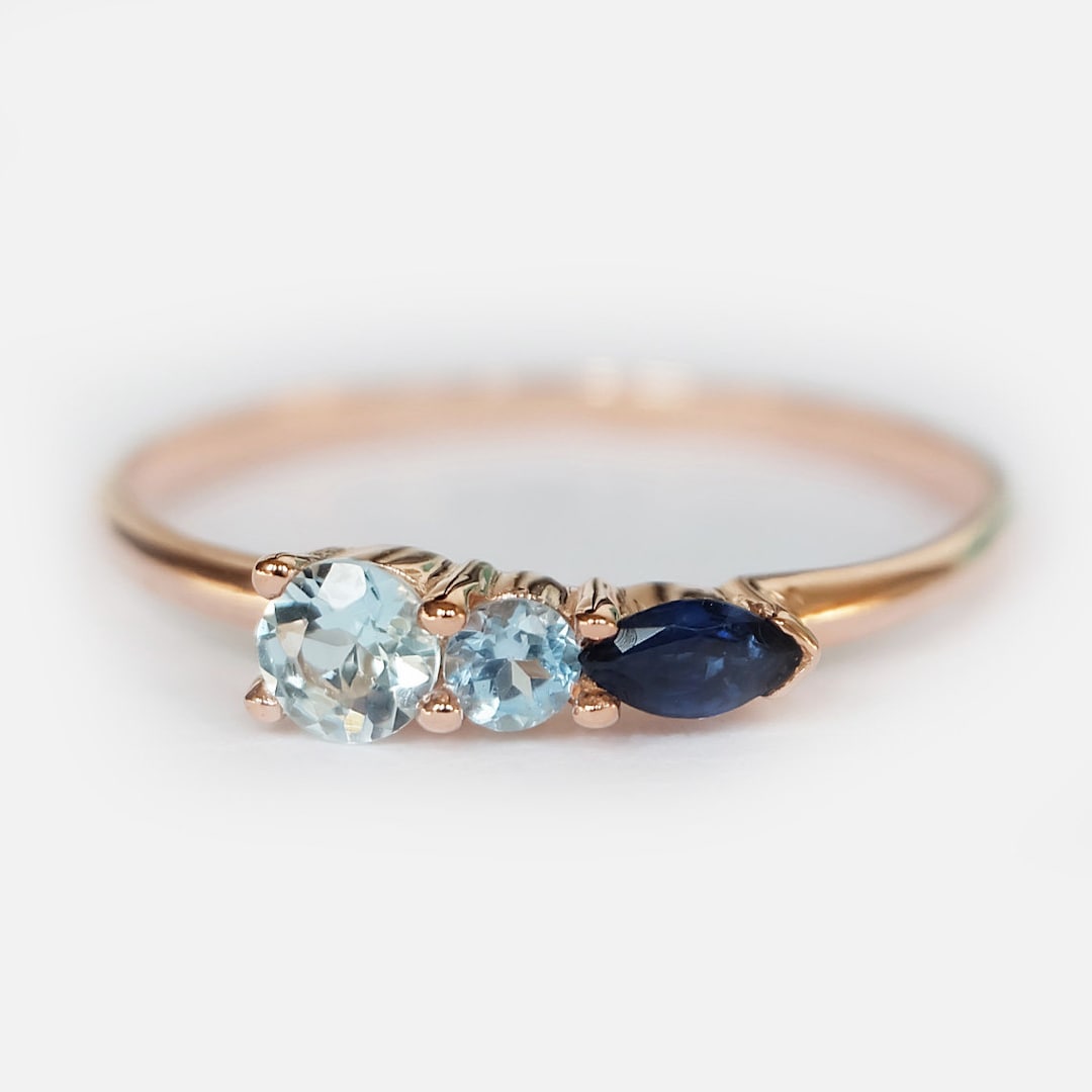 Aquamarine Cluster Ring, Blue Topaz Cluster Ring, Sapphire Cluster Ring ...