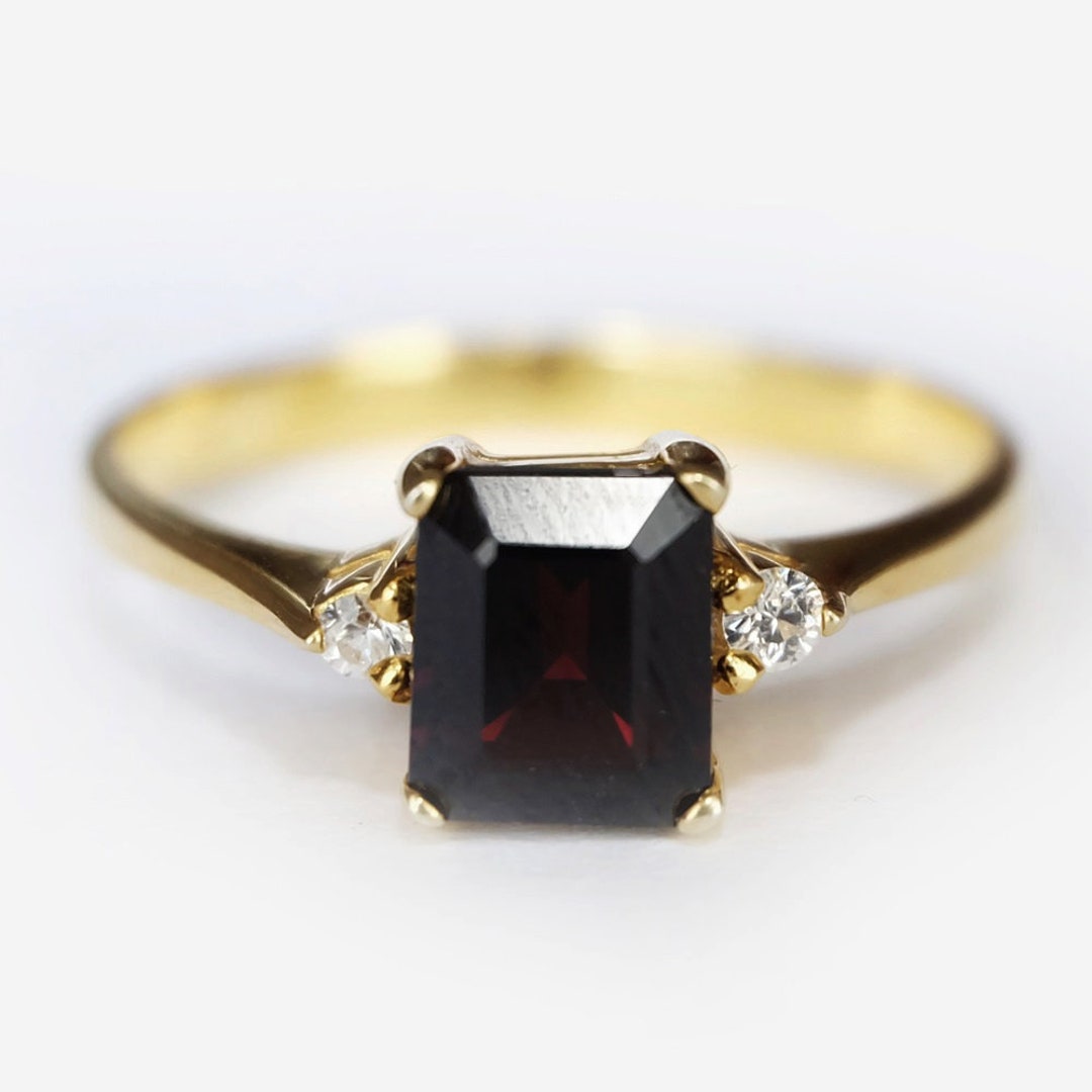 Square Garnet Ring, Garnet Band Ring, 14kt Garnet Ring, Cheap Garnet ...