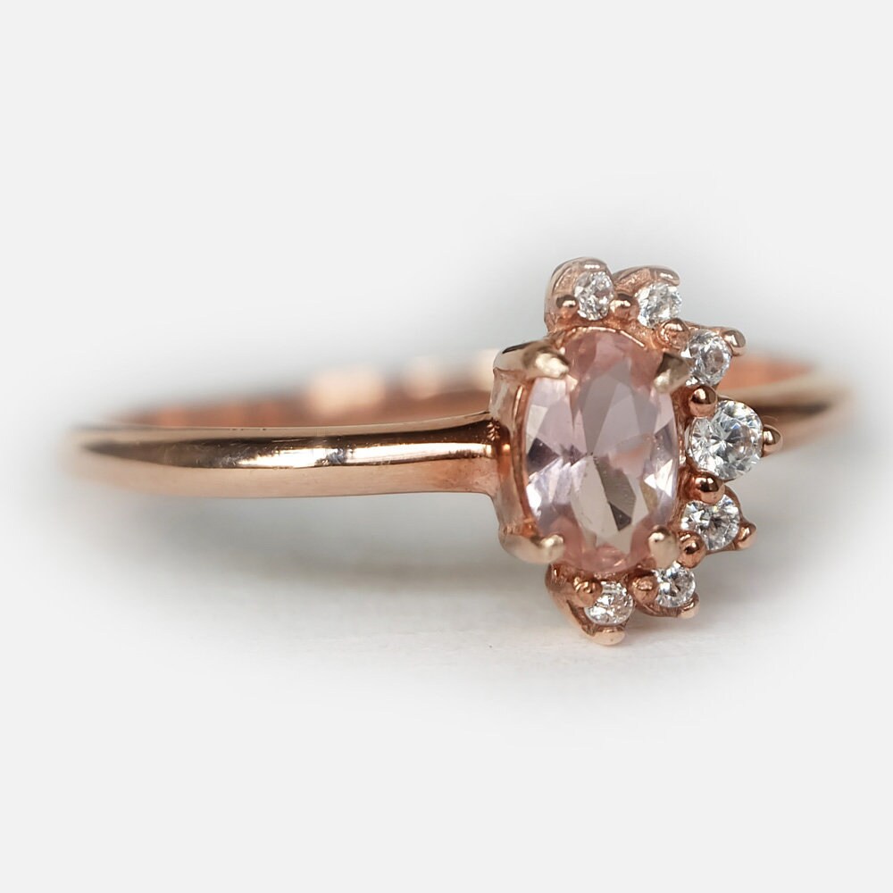 Morganite Ring Oval Morganite Ring Morganite Engagement | Etsy