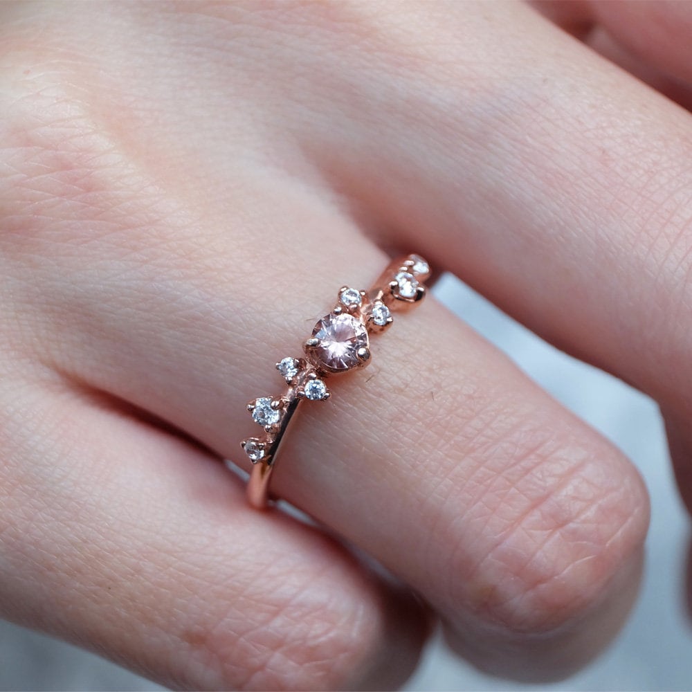 Morganite Engagement Ring Engagement Ring Diamond Ring | Etsy