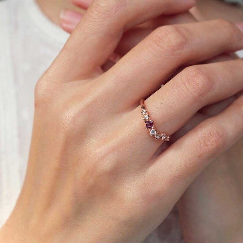 Rhodolite Ring Rhodolite Rings for Women Rhodolite Cluster - Etsy