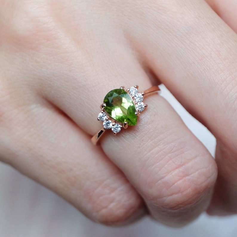 Peridot Ring August Birthstone Peridot Diamond Ring Peridot - Etsy