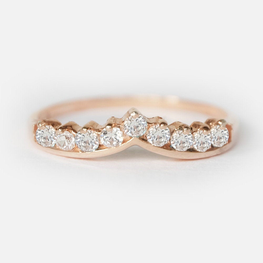 14k Rose Gold Princess Royal Crown Diamond Ring Princess | Etsy