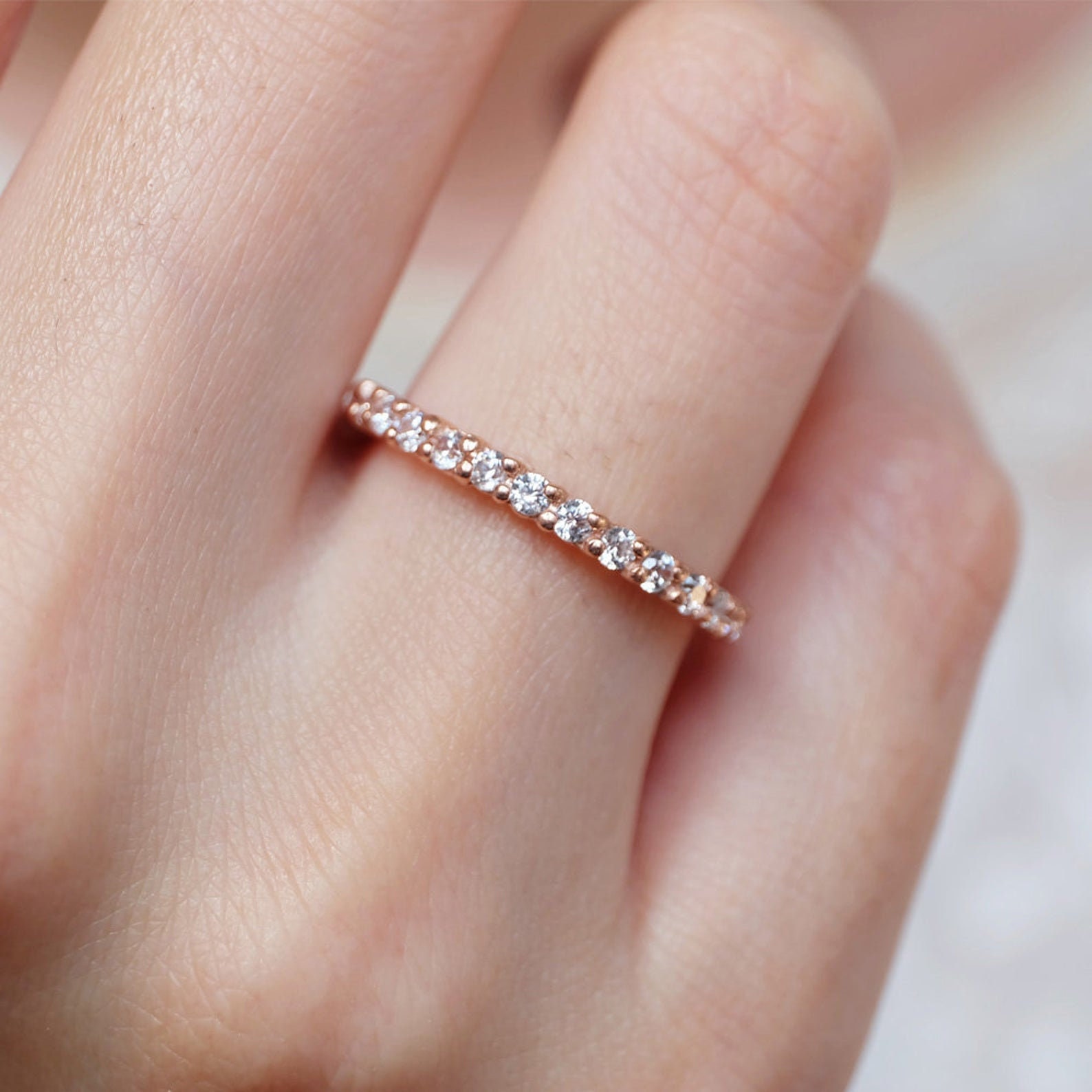 Full Eternity Band Diamond Wedding Band Rose Gold Wedding | Etsy